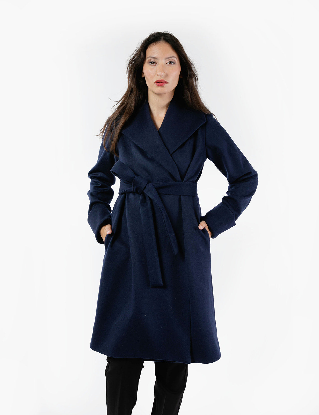 Women's Navy Wool Coat | 100% RWS Wool, American Made | The Checkroom
